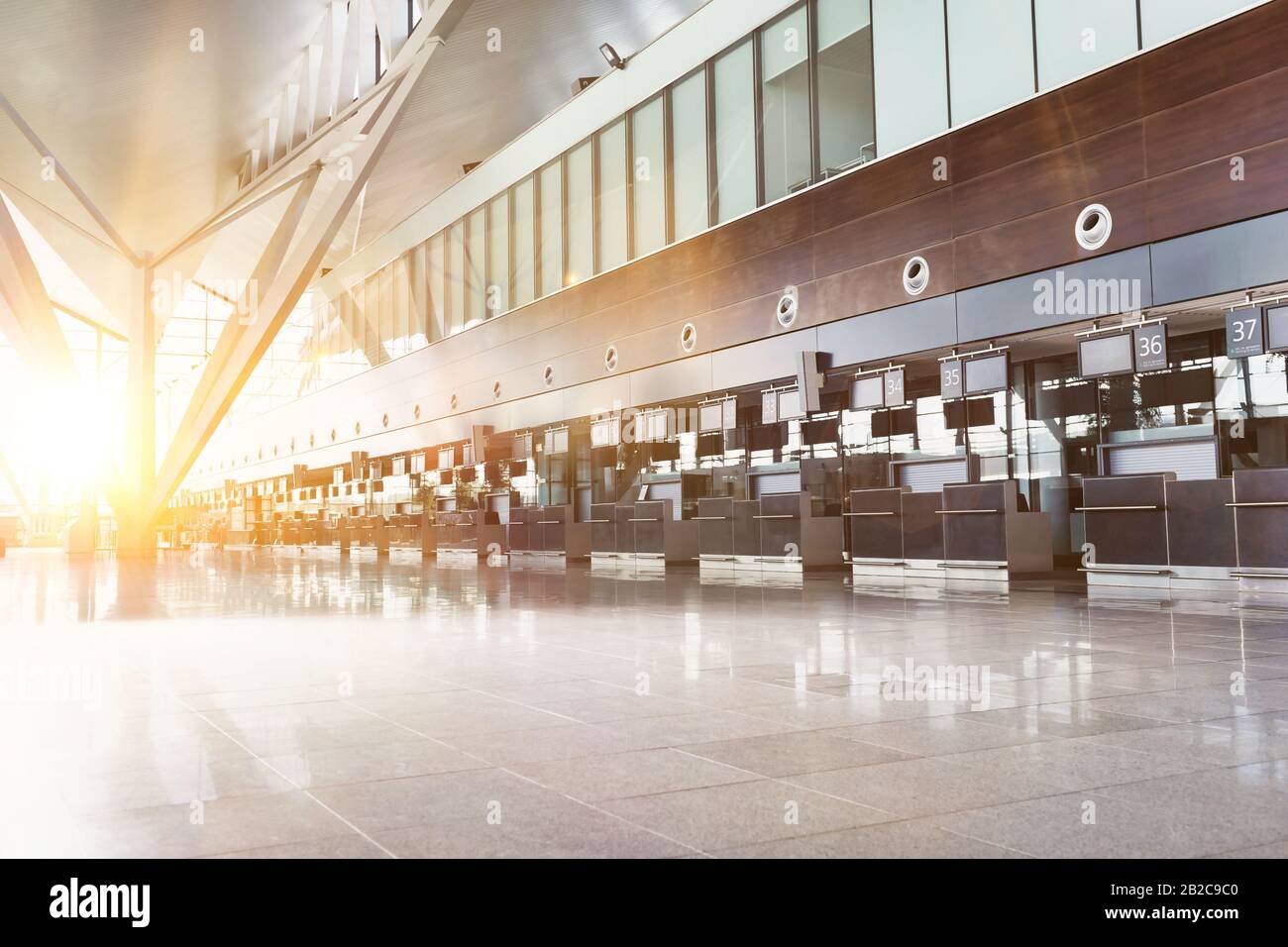 Full length view of check in area in airport Stock Photo - Alamy