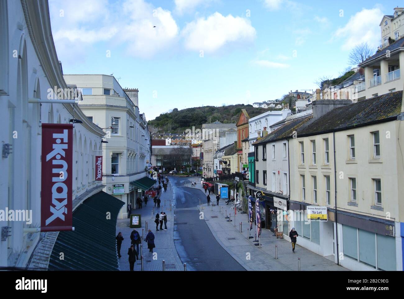 Shops and people in Fleet Street, Torquay, Devon, England, UK Stock ...