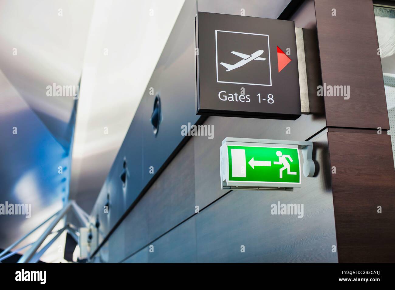Photo of boarding gate number in airport Stock Photo - Alamy