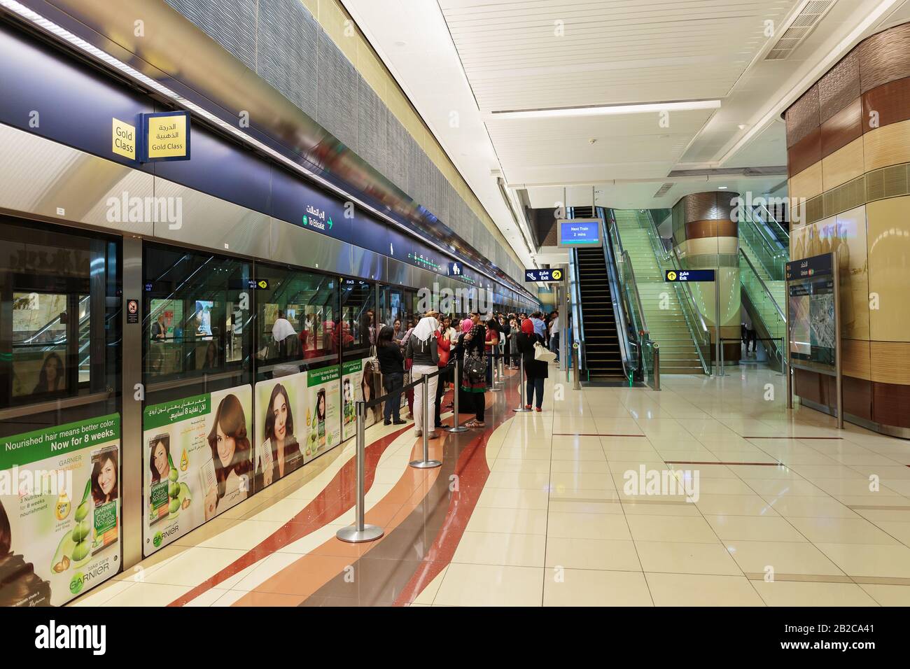 DUBAI, UAE - NOVEMBER 3: Interior of metro station in Dubai. Metro as ...