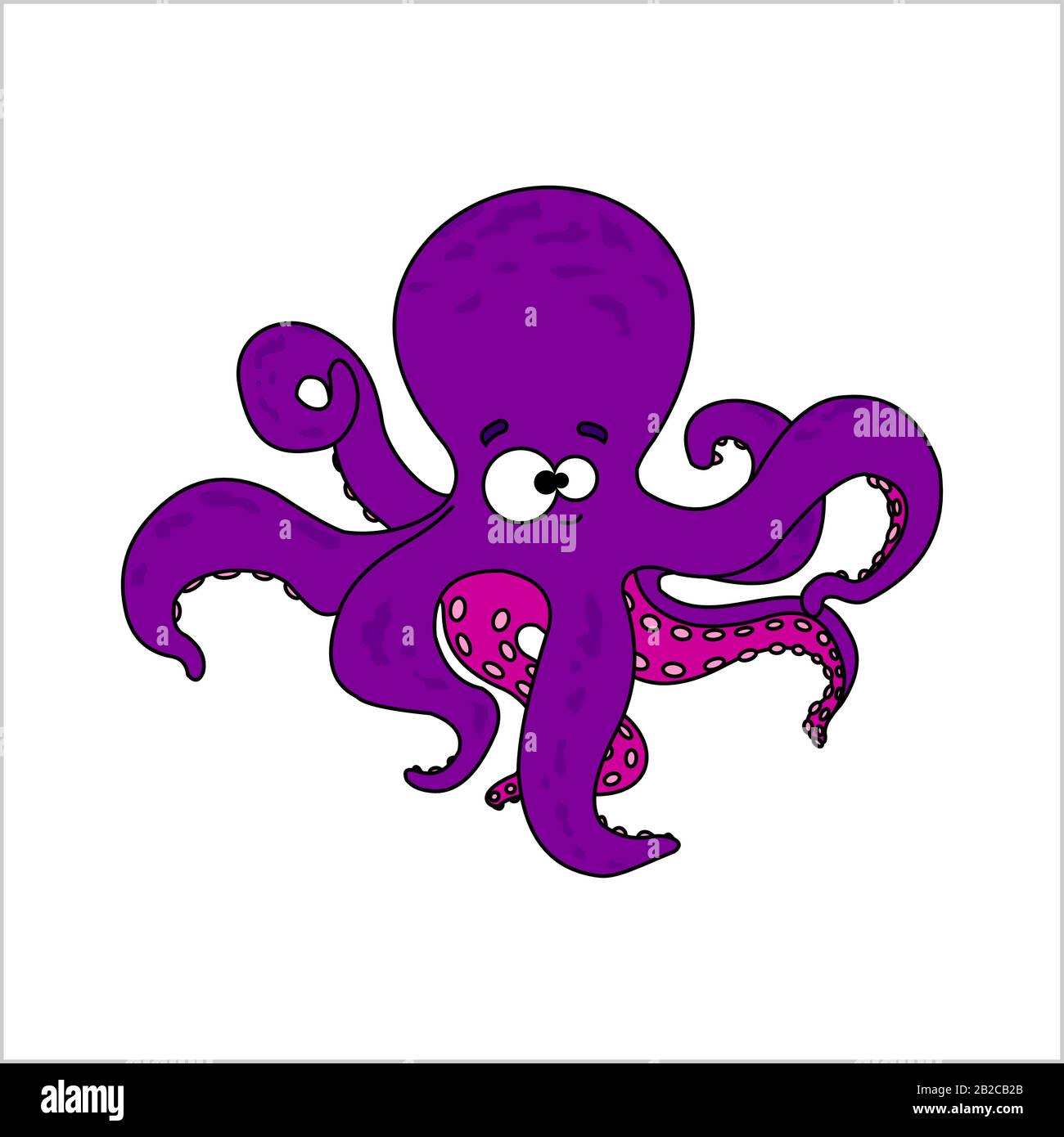 Octopus. Smiling octopus With Suckers On Tentacles. Friendly Octopus ...