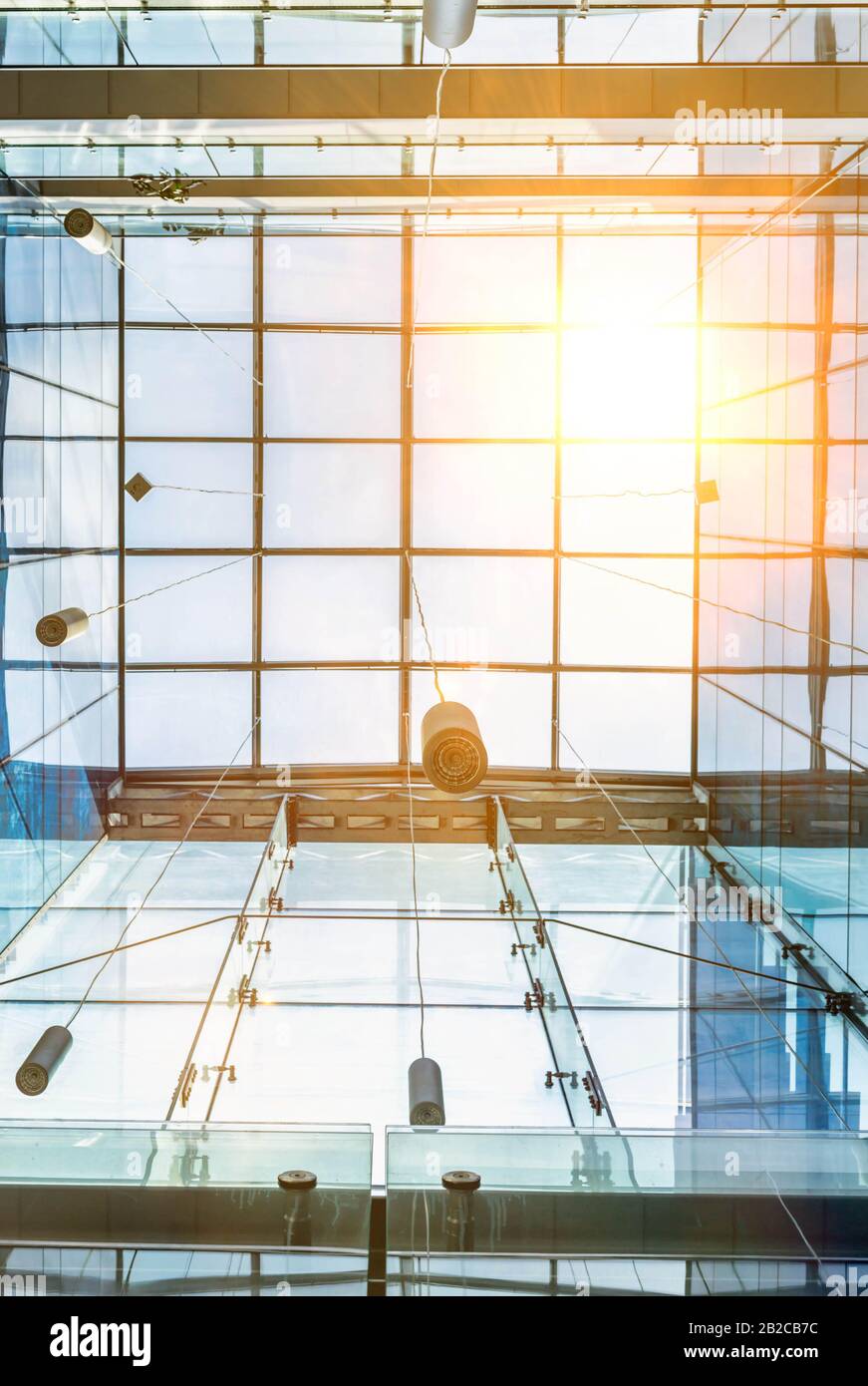 Photo of modern glass ceiling in school building Stock Photo - Alamy