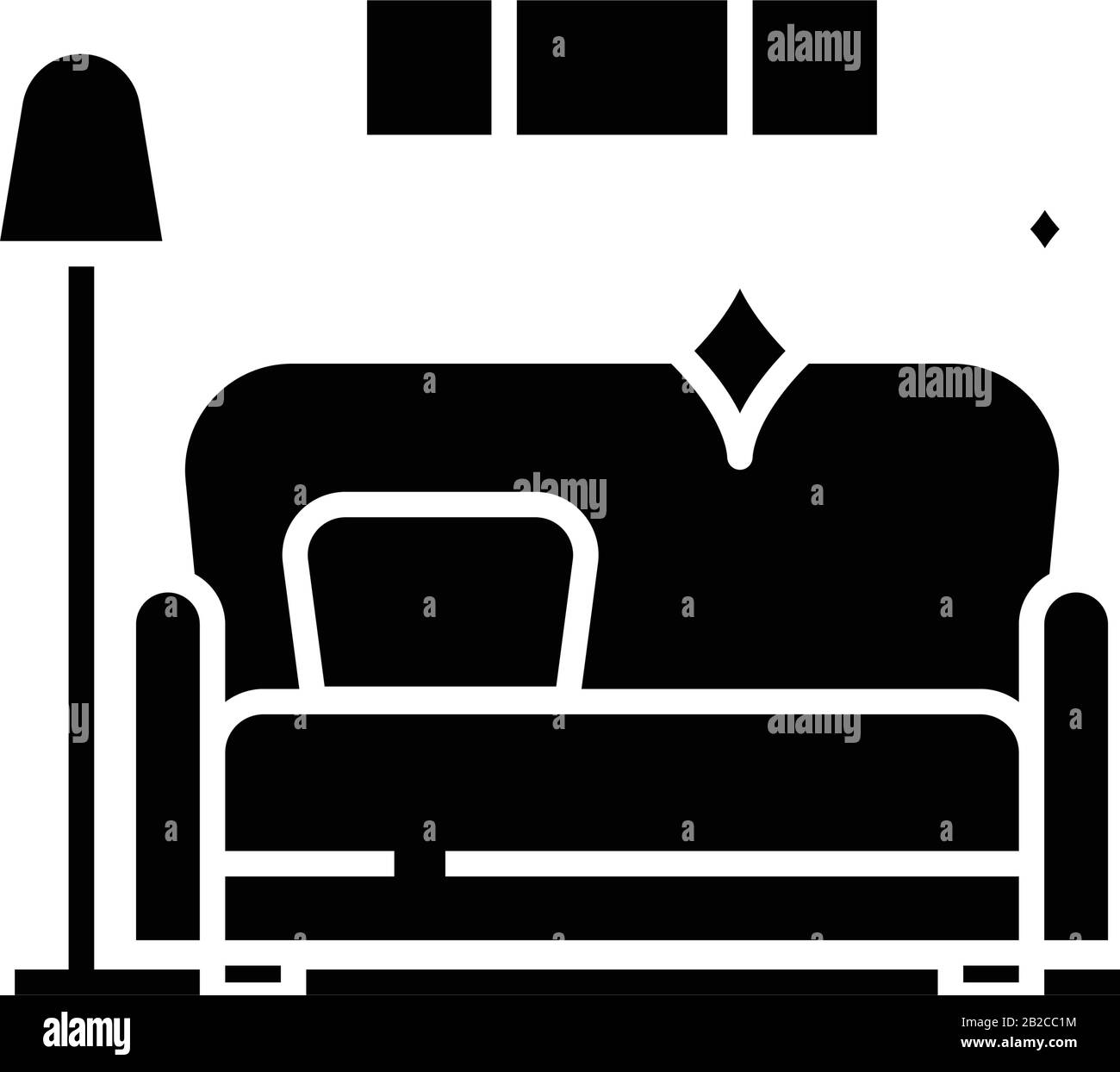 Living room cleaning black icon, concept illustration, vector flat ...