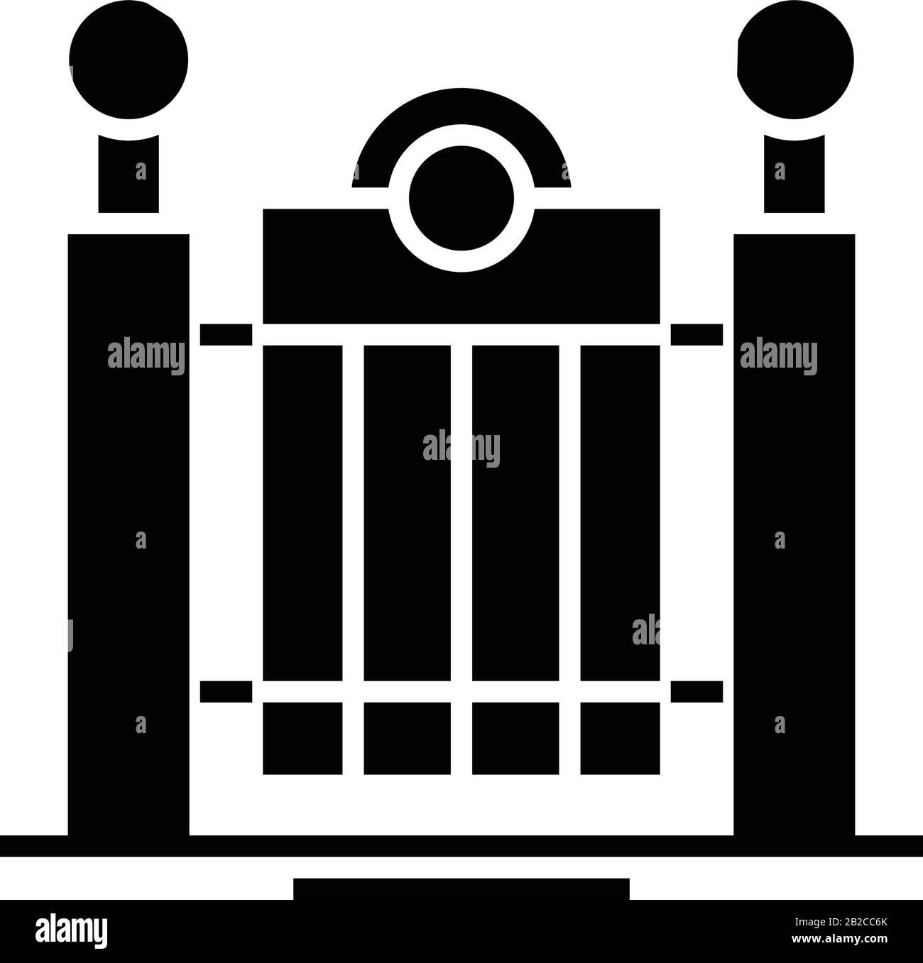 House gates black icon, concept illustration, vector flat symbol, glyph ...