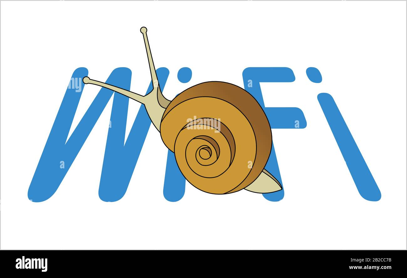 Snail On The Word Wi-Fi. Slow Internet Speed. Symbol of Slowness ...