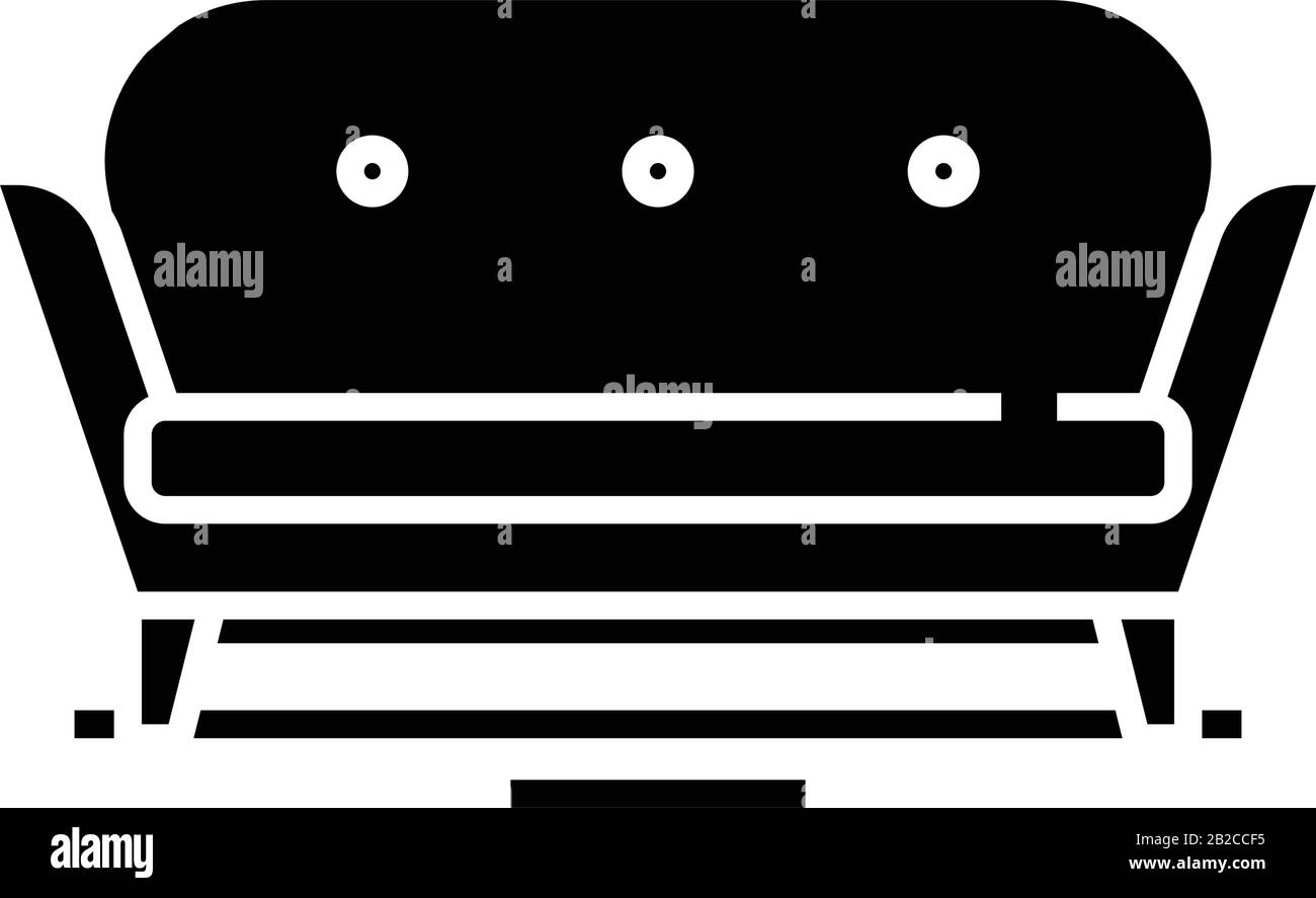 Lounge sofa black icon, concept illustration, vector flat symbol, glyph ...