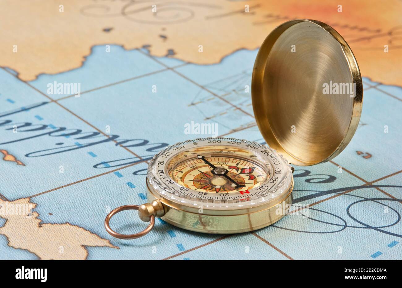 compass on a stylized map Stock Photo - Alamy