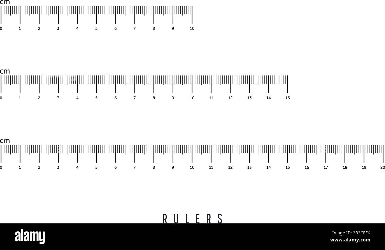 Measuring scale markup for rulers isolated on white background. Vector ...