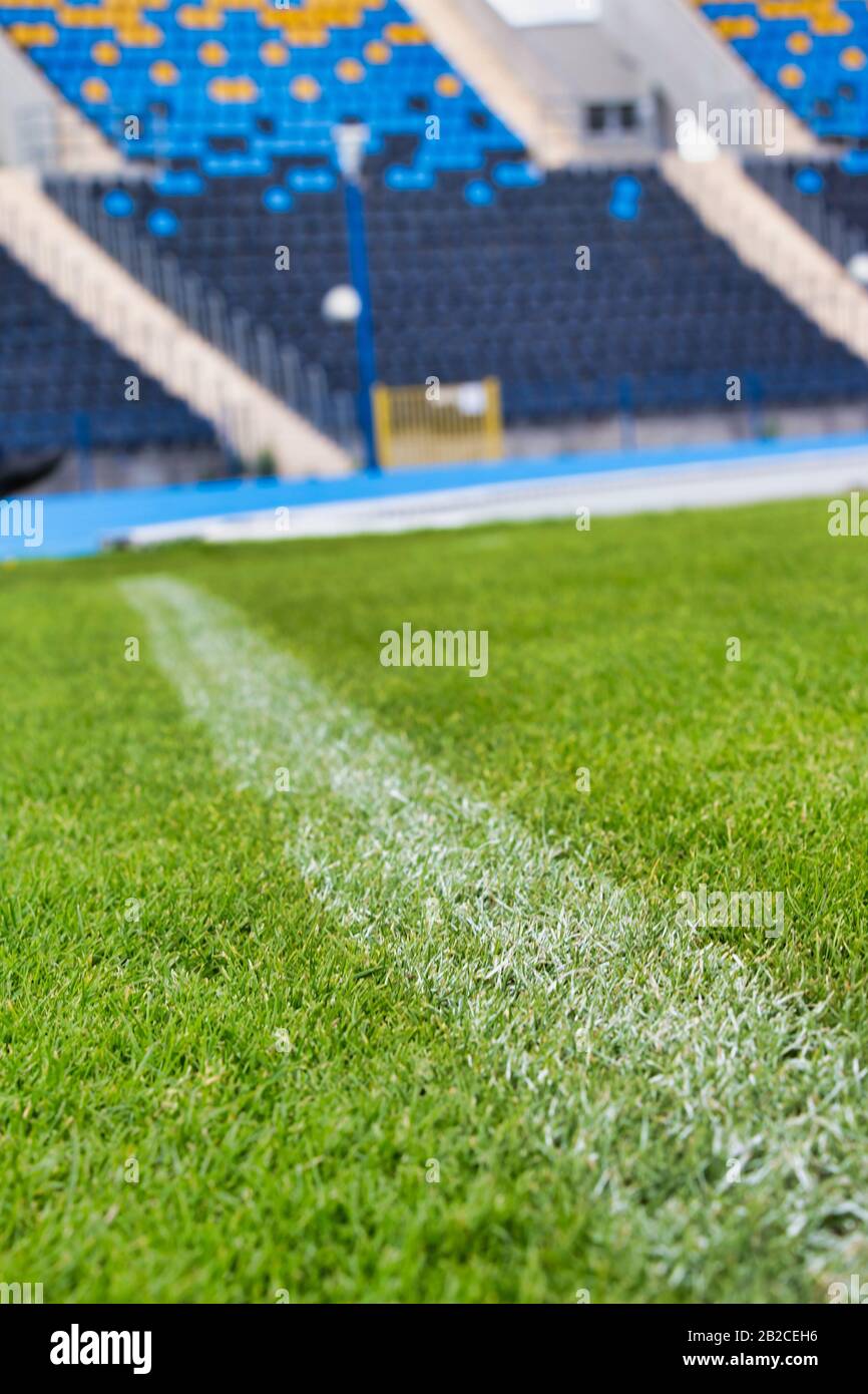 Close up of football pitch in stadium Stock Photo - Alamy