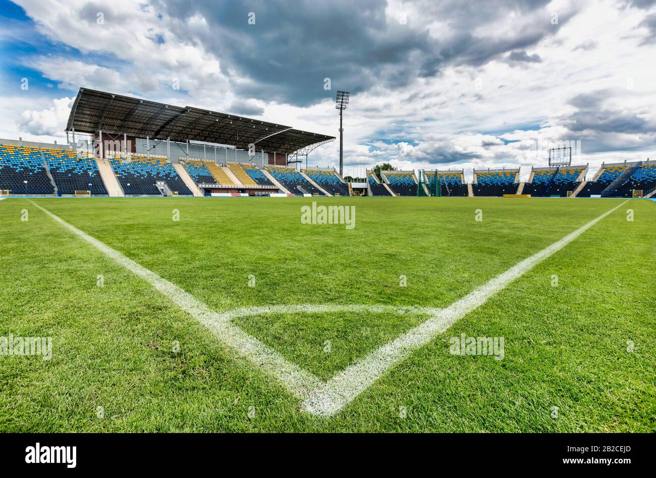 Low angle view of football stadium Stock Photo - Alamy
