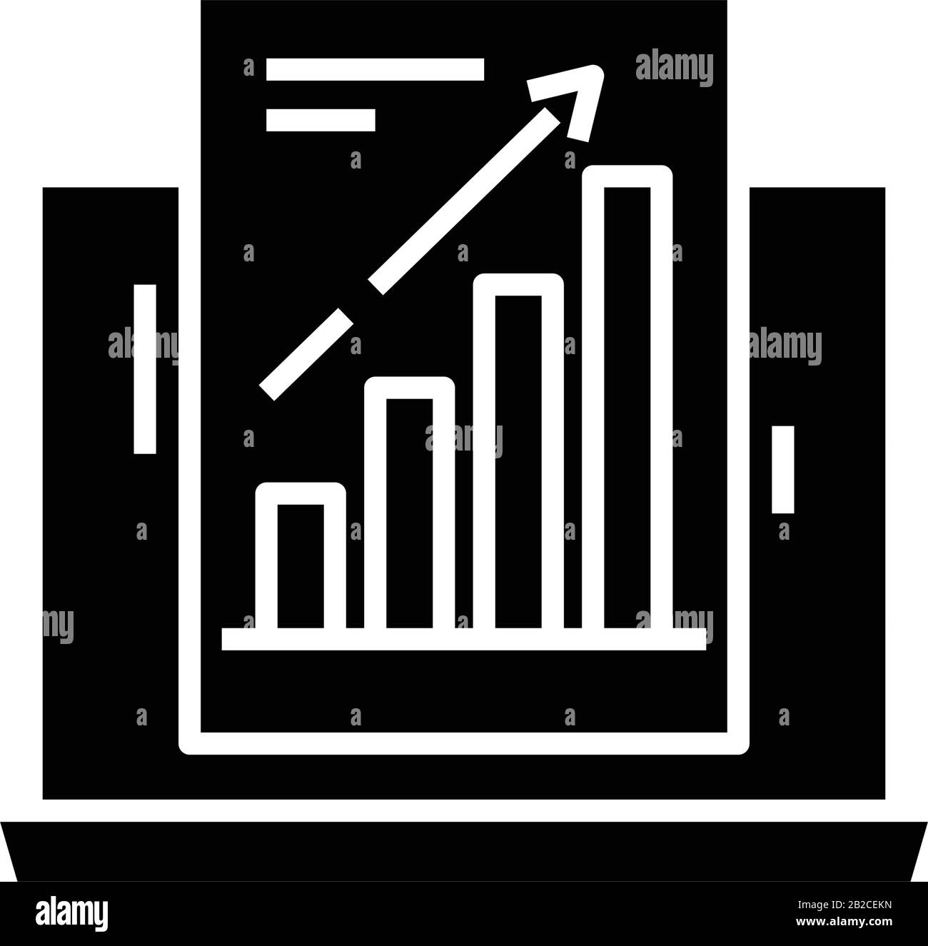 Increasing data black icon, concept illustration, vector flat symbol ...