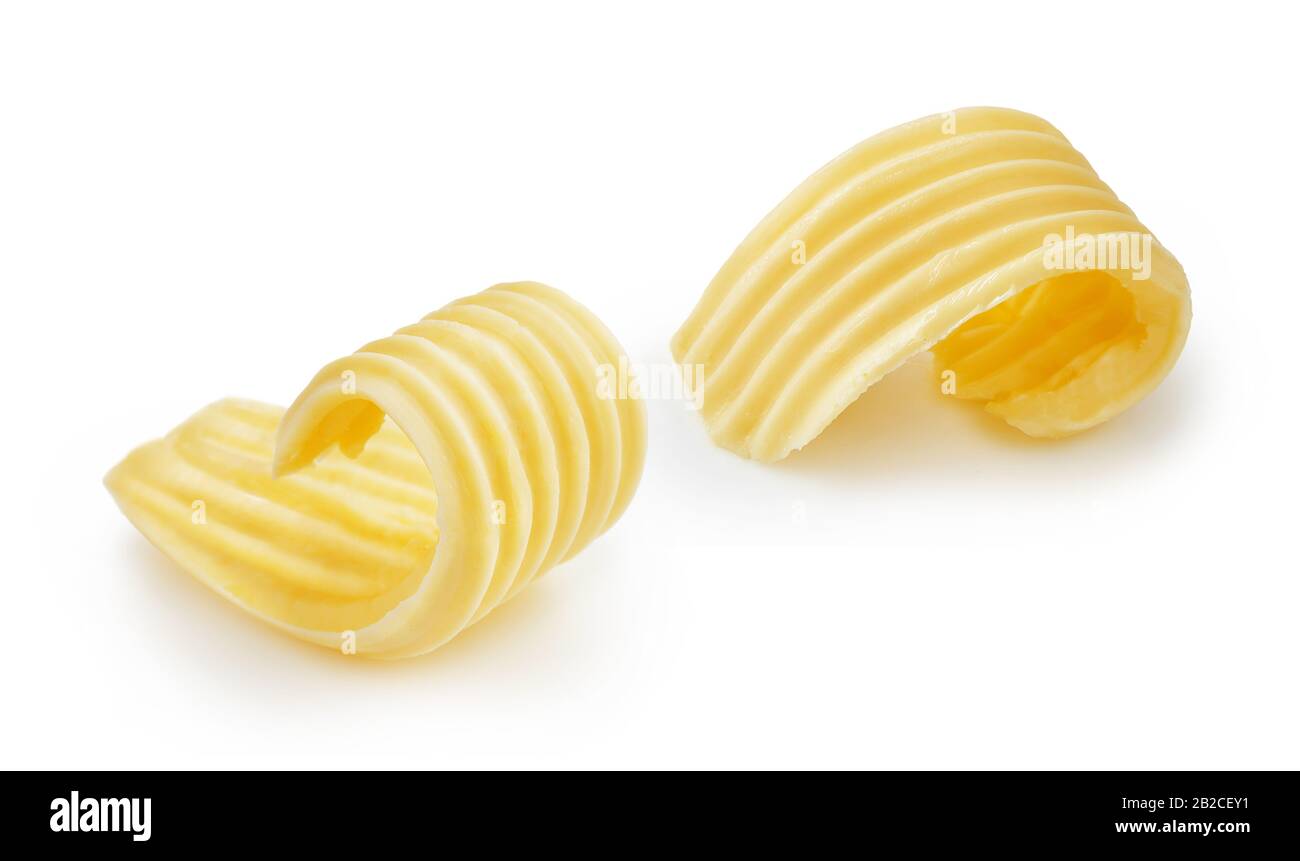 Butter curls or butter rolls isolated on white background Stock Photo ...