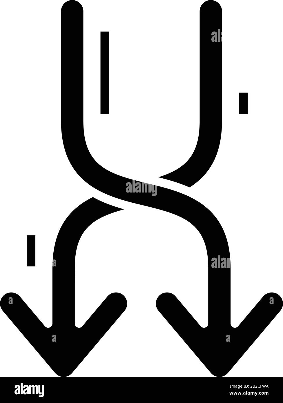 Intersecting directions black icon, concept illustration, vector flat ...