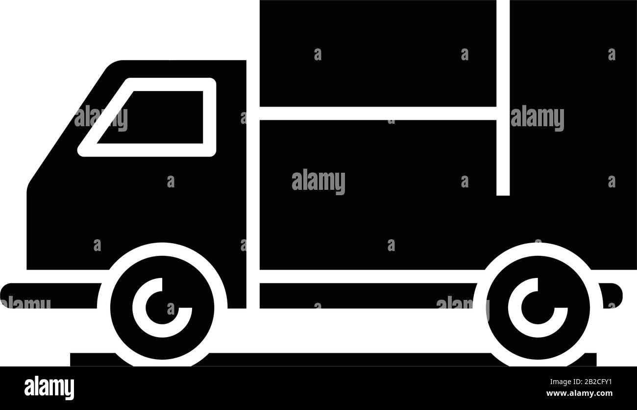 Lorry black icon, concept illustration, vector flat symbol, glyph sign ...