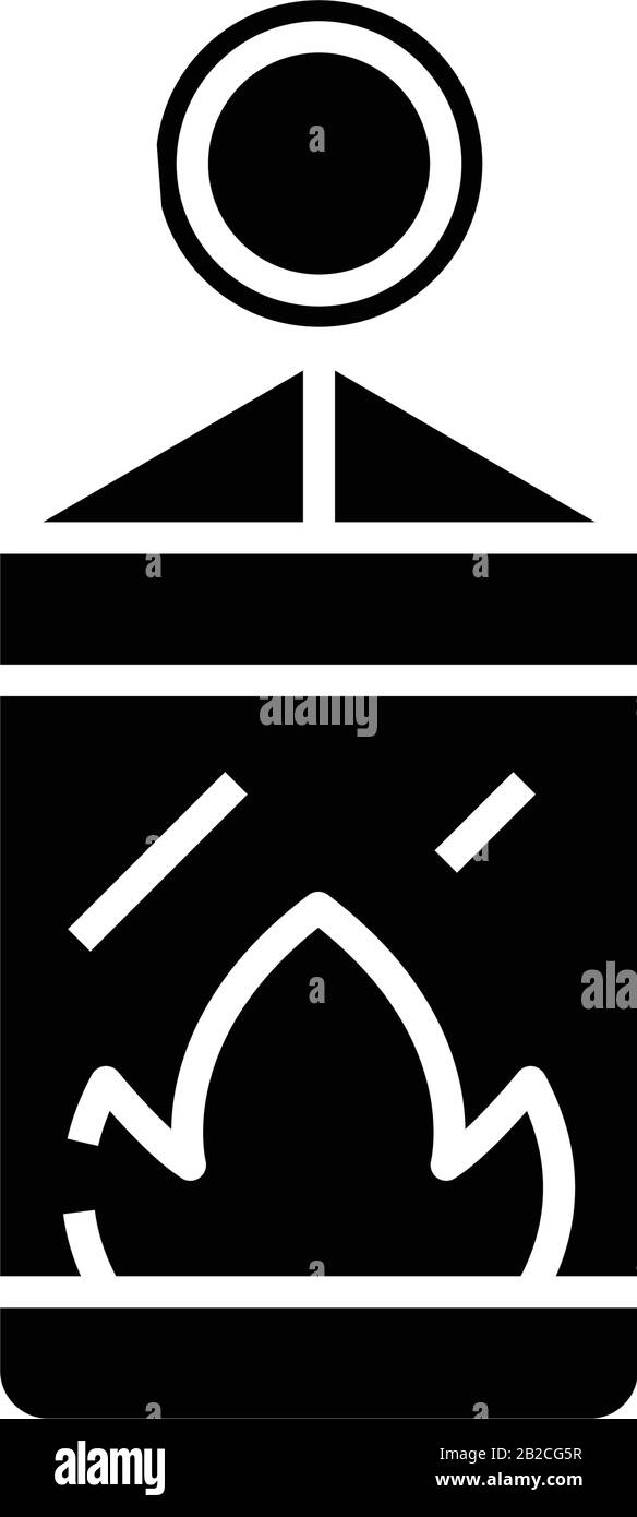 Ignition source black icon, concept illustration, vector flat symbol ...
