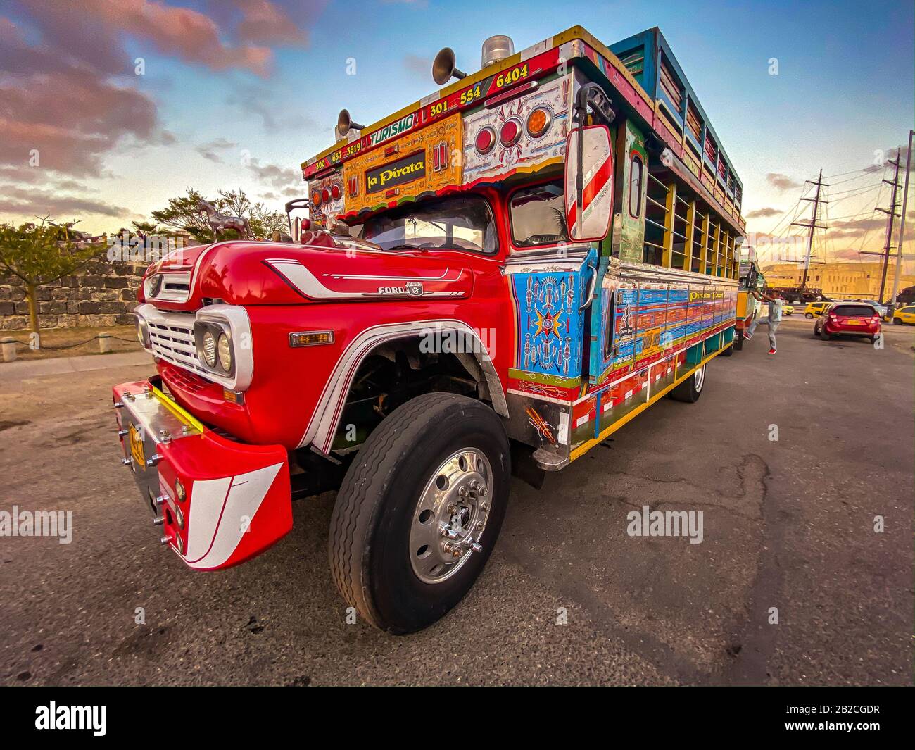 chiva bus in Cartagena Stock Photo - Alamy