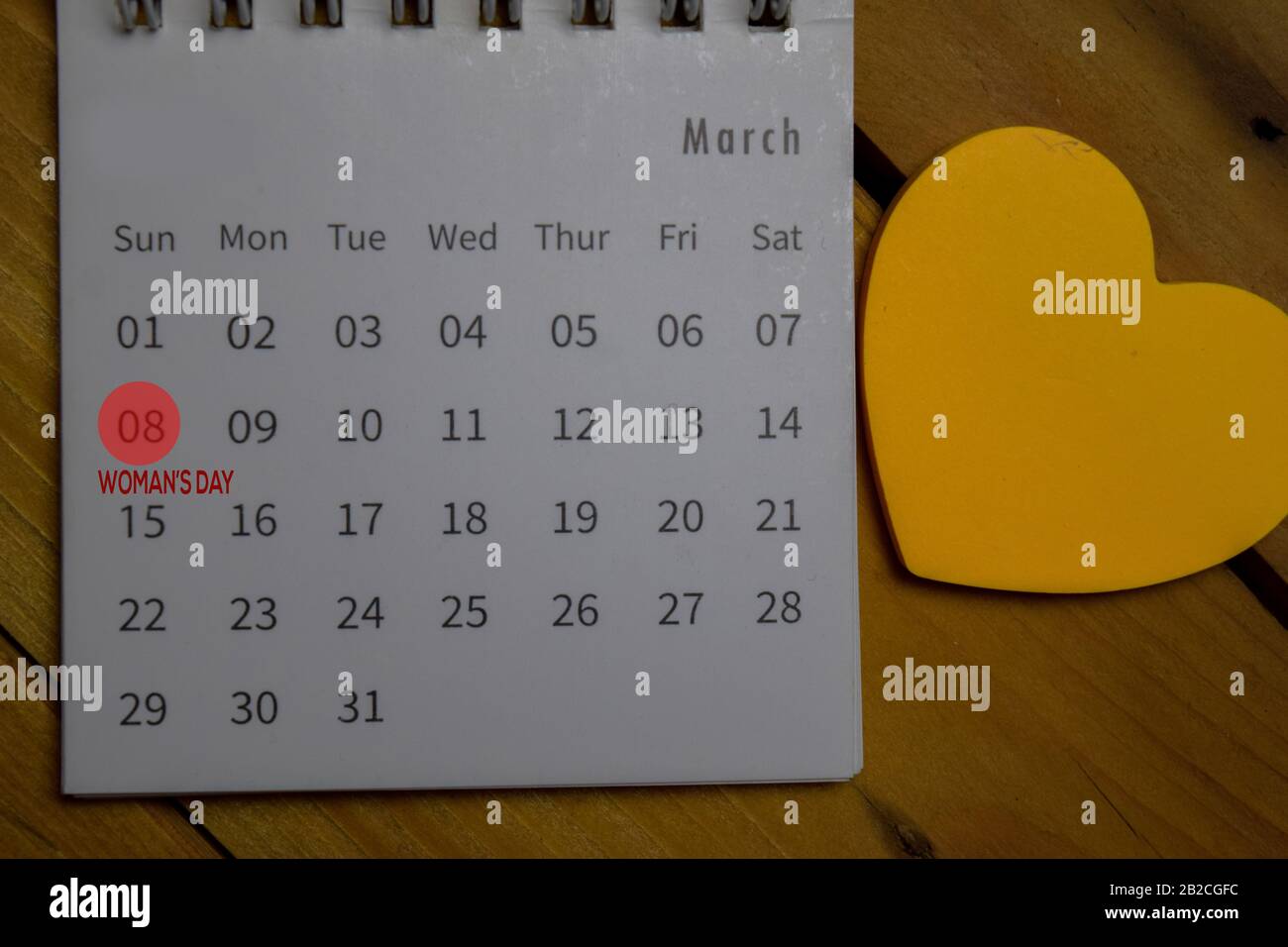 Woman's Day write on March calendar. Date 8. Reminder or Schedule ...
