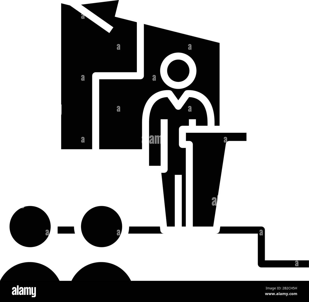 Leader speech black icon, concept illustration, vector flat symbol ...