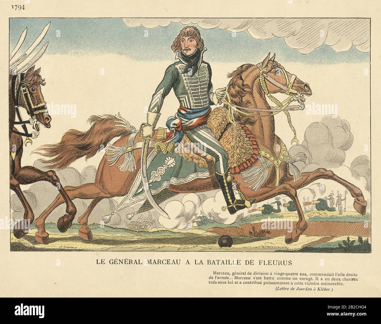 General Francois Severin Marceau at the Battle of Fleurus 1794. The ...