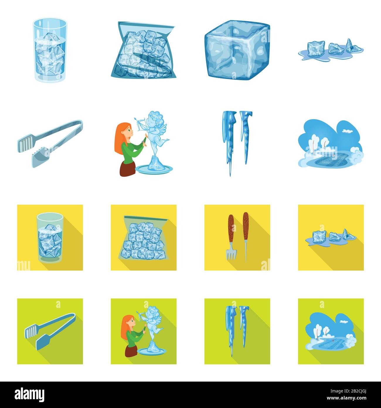 Isolated object of texture and frozen symbol. Set of texture and ...