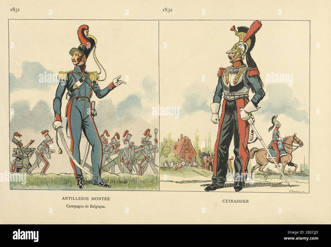 French military uniforms 1830s, Mounted artillery officer, Cuiriassier ...
