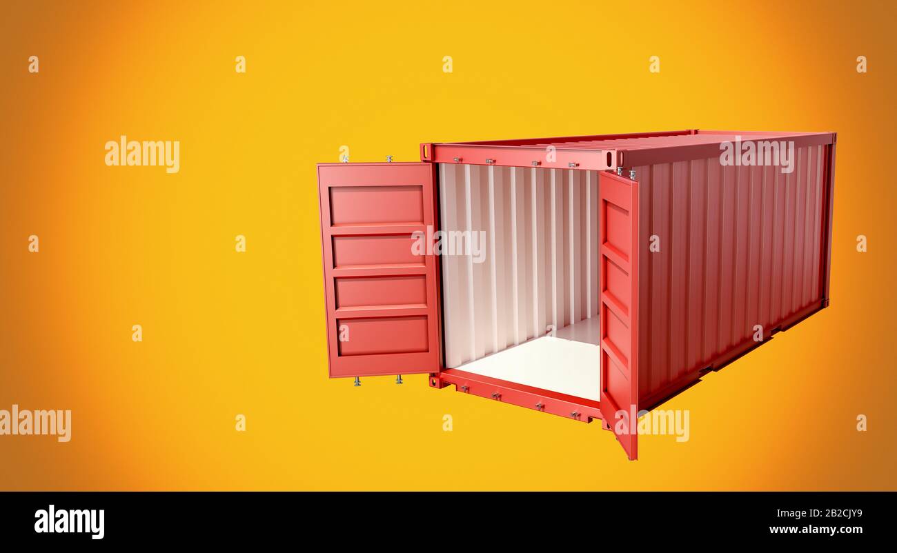 Empty shipping Container with open doors - 3d Rendering Stock Photo - Alamy
