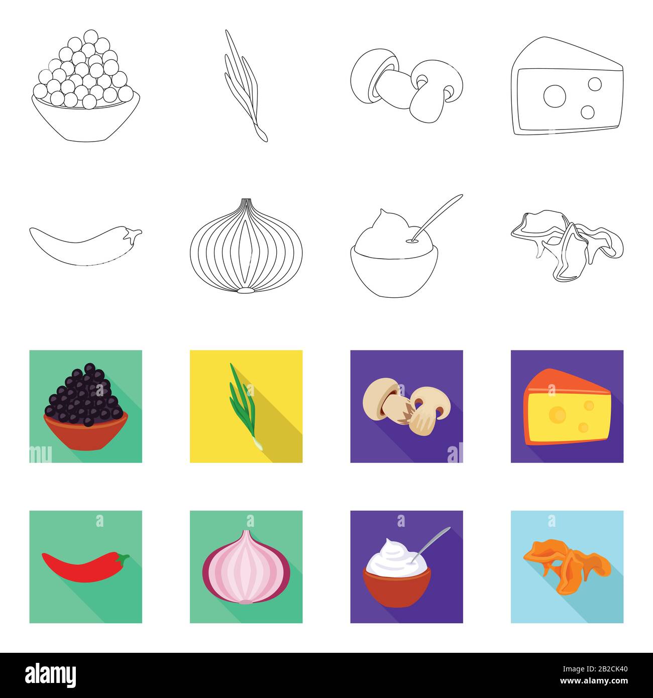 Vector illustration of taste and product icon. Set of taste and cooking ...
