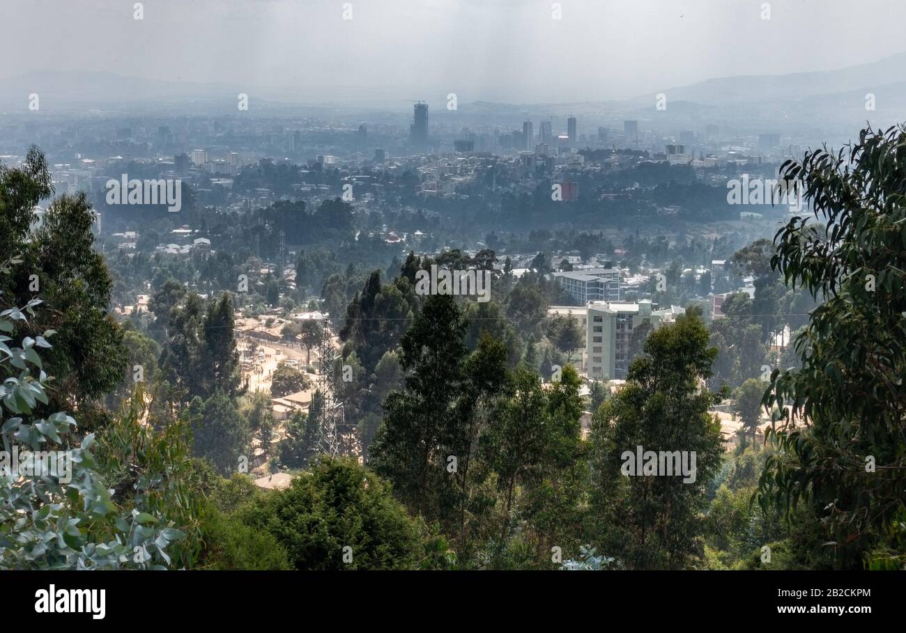 Addis Ababa seen from the mountain above the city Stock Photo - Alamy