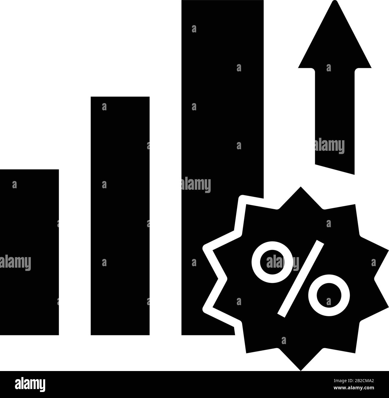 Interest rate increase black icon, concept illustration, vector flat ...