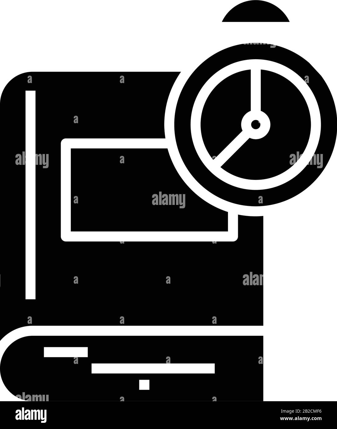 Learning time black icon, concept illustration, vector flat symbol ...