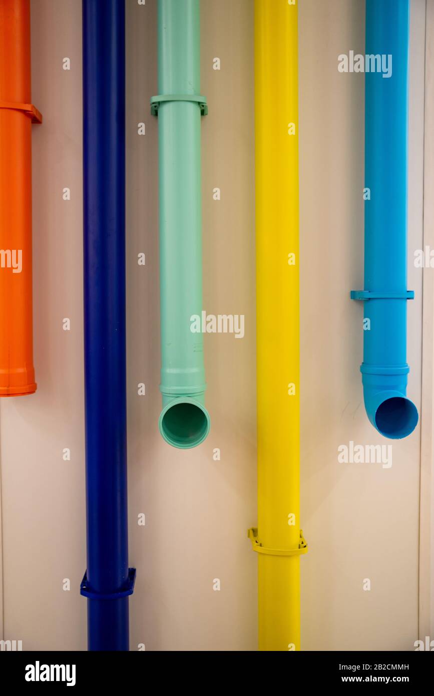 colorful pipes on the wall Stock Photo - Alamy