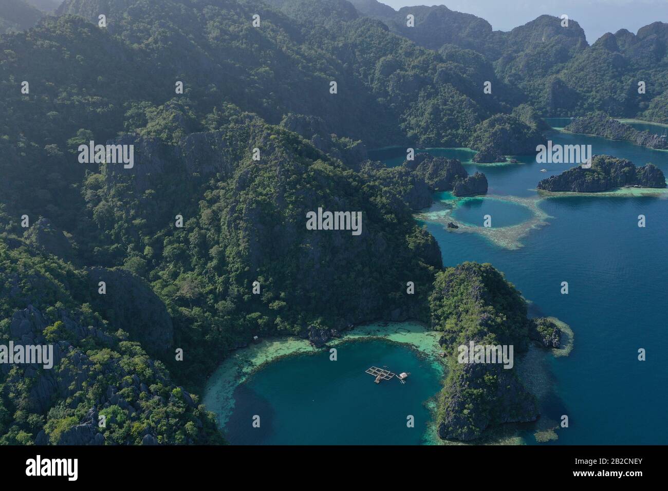 Aerial view of the Twin Lagoon in coron island, Palawan, Philippines ...