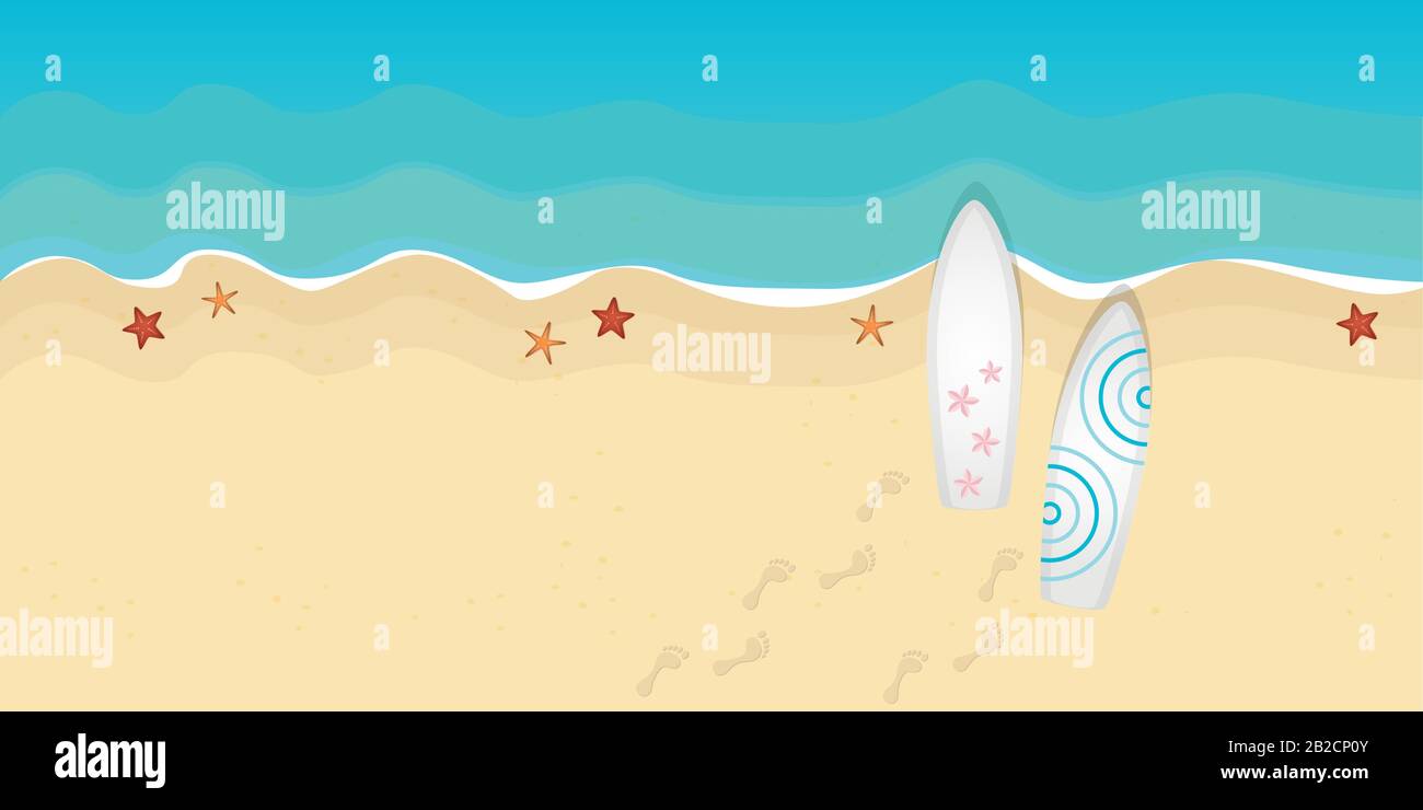 two surfboards on the beach summer holiday design with copy space ...