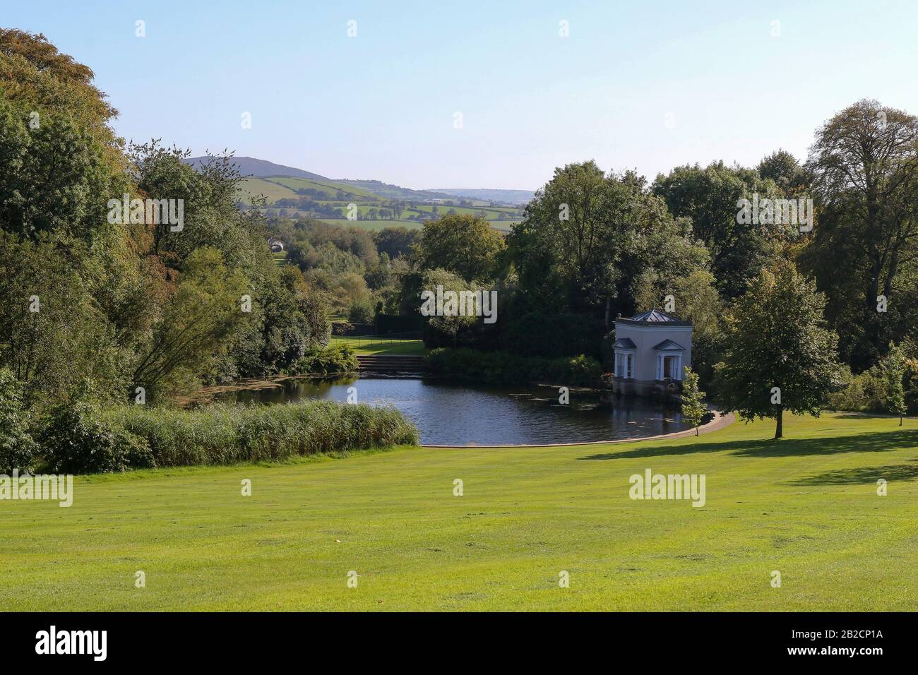 Lush green parkland and woodland in Ireland at Oakfield Park, County ...