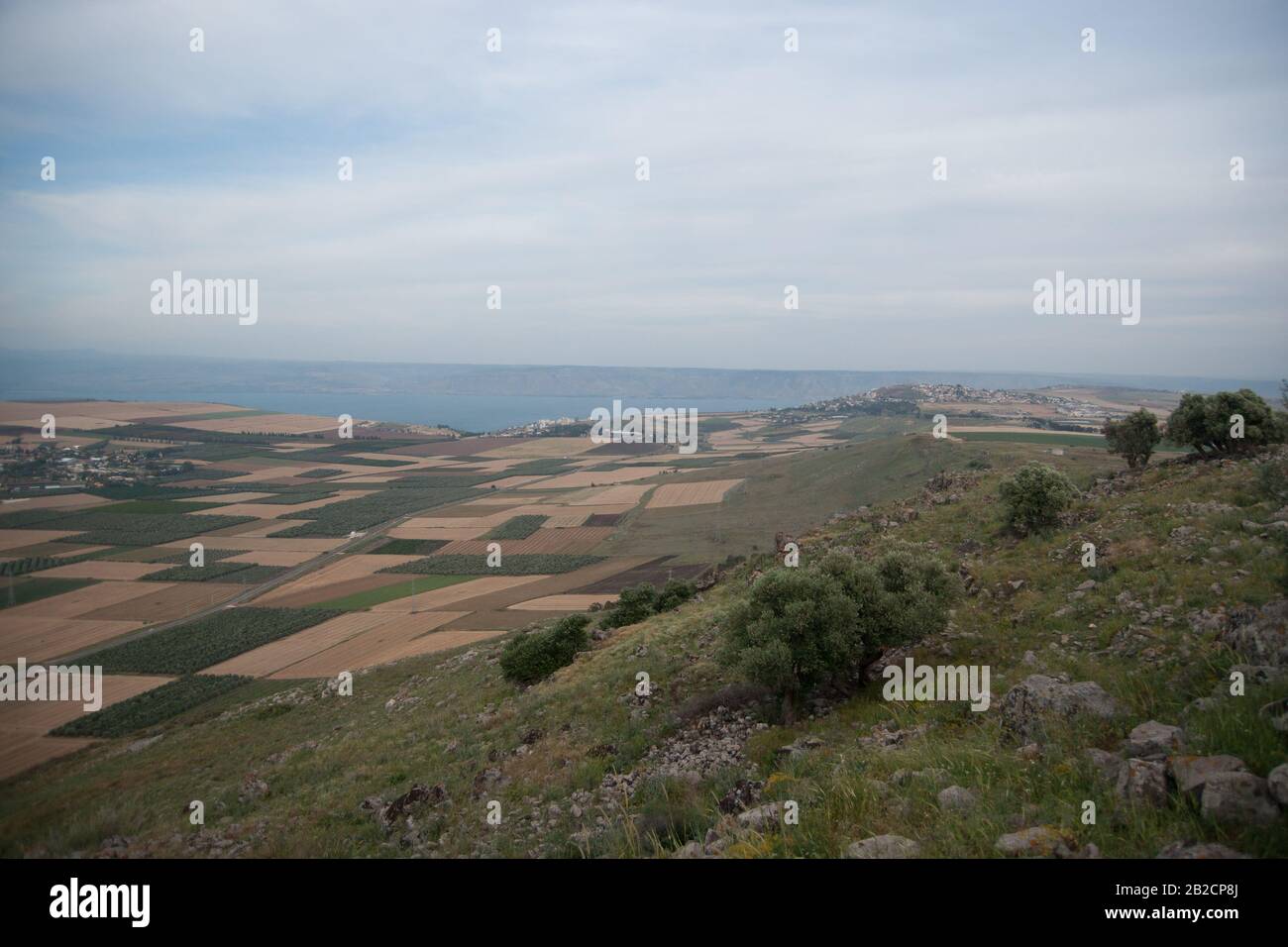 Israel landscape a view to Kineret and stones lake during hiking Stock ...