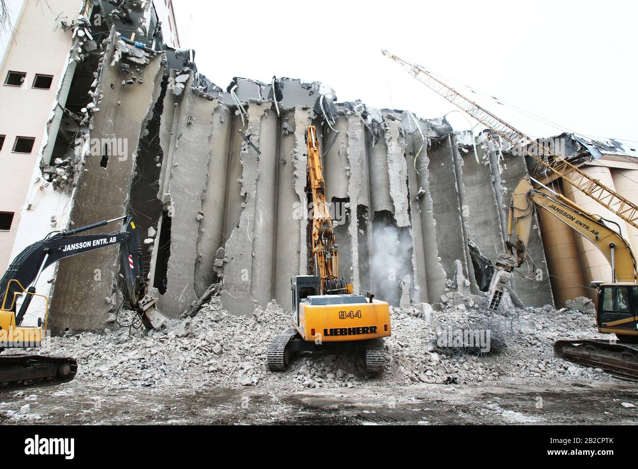 Demolition of an old mill. Photo Jeppe Gustafsson Stock Photo - Alamy