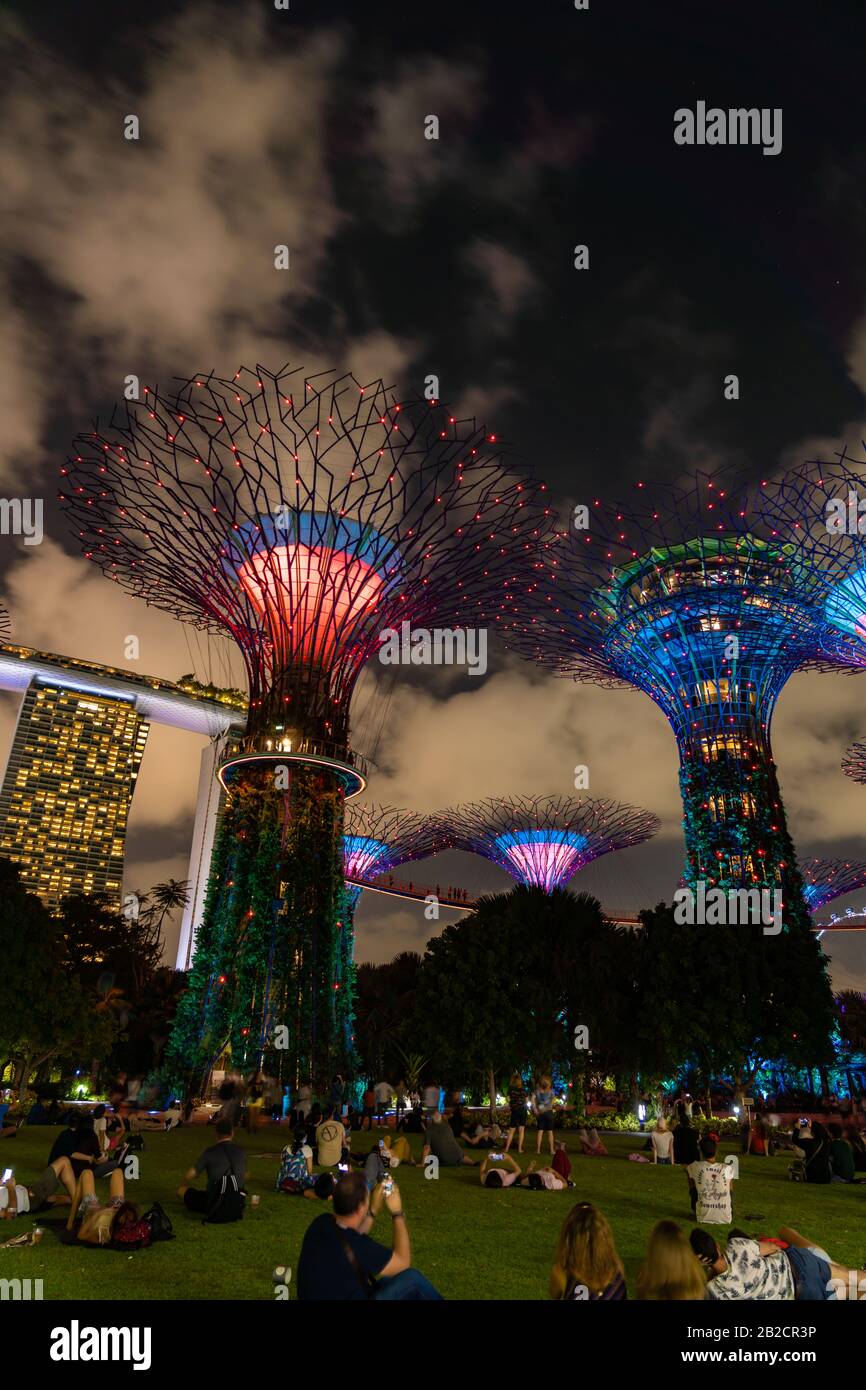 SINGAPORE CITY, SINGAPORE - FEBRUARY 14, 2020: Gardens by the bay in ...