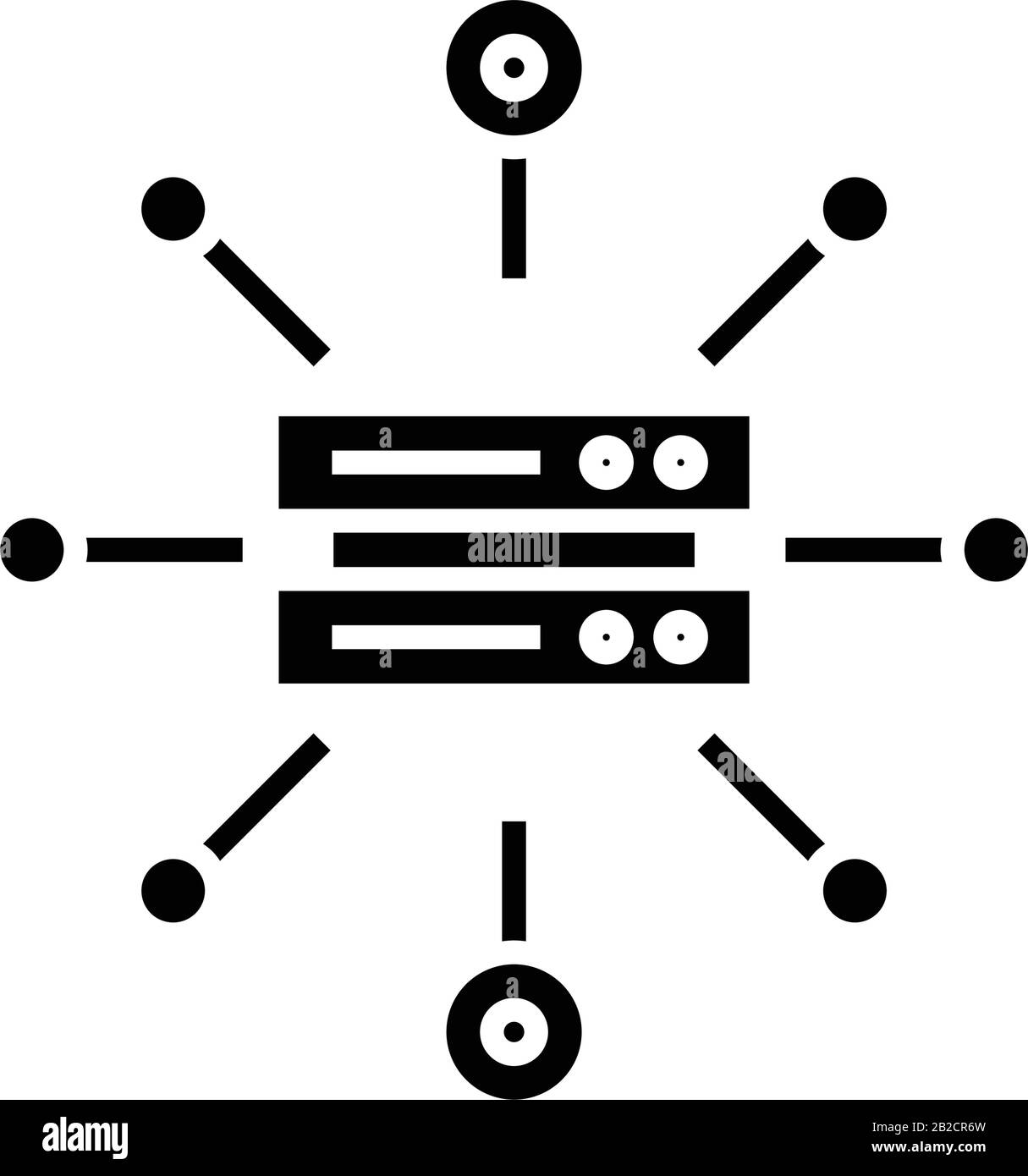 Linking system black icon, concept illustration, vector flat symbol ...