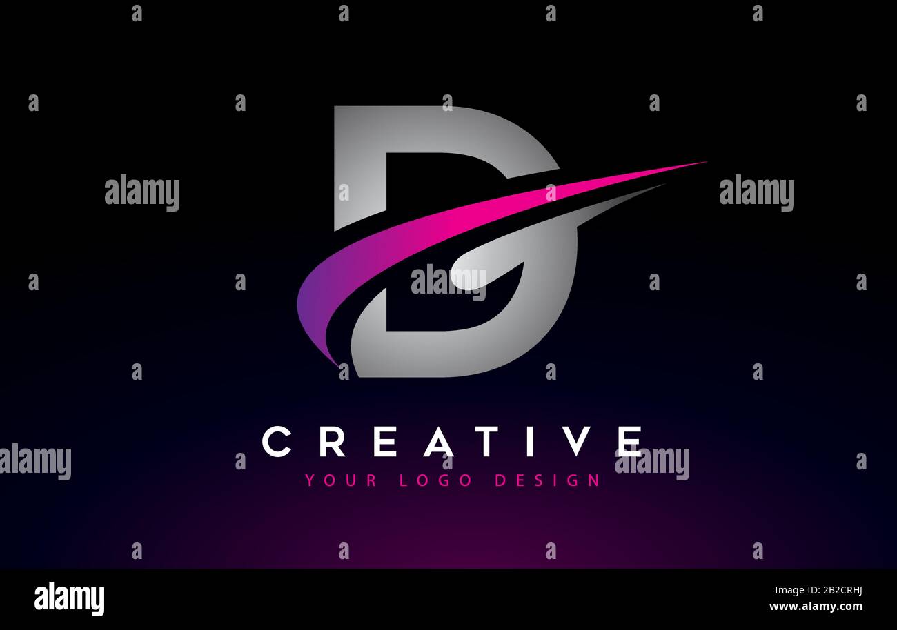 Creative D Letter Logo Design with Swoosh Icon Vector Illustration ...