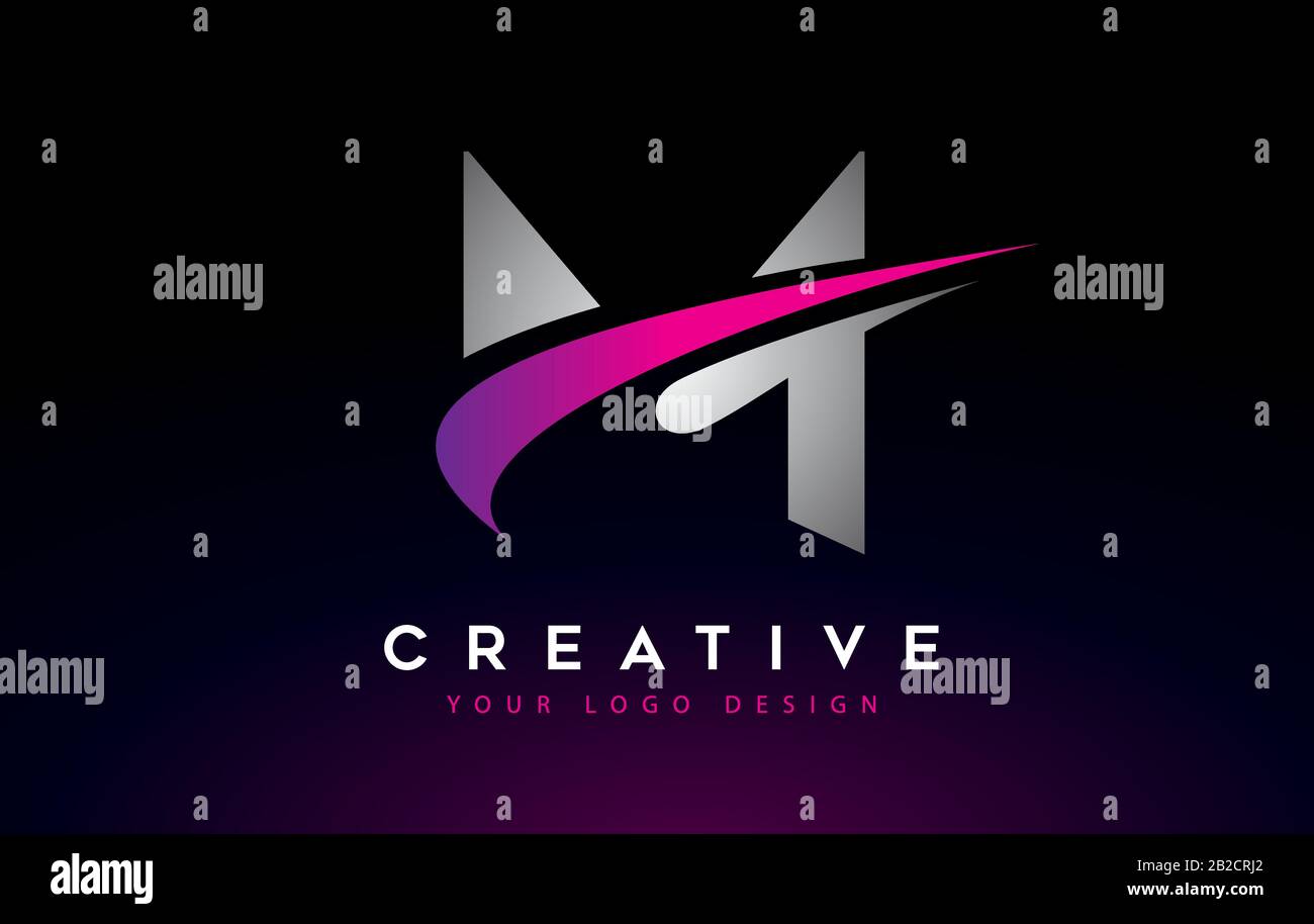 Creative M Letter Logo Design with Swoosh Icon Vector Illustration ...