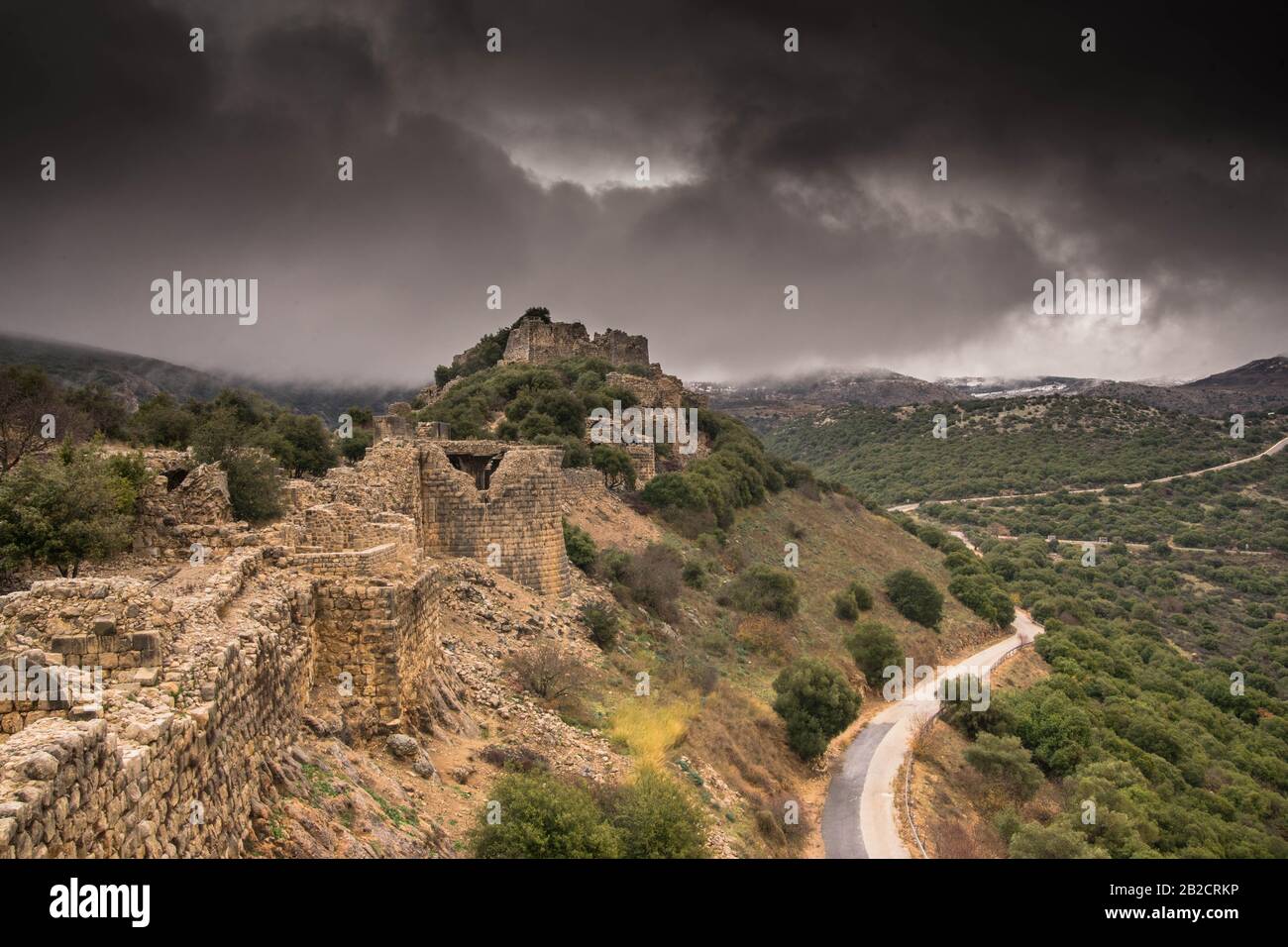 Castle in Israel during winter storm weather Stock Photo - Alamy