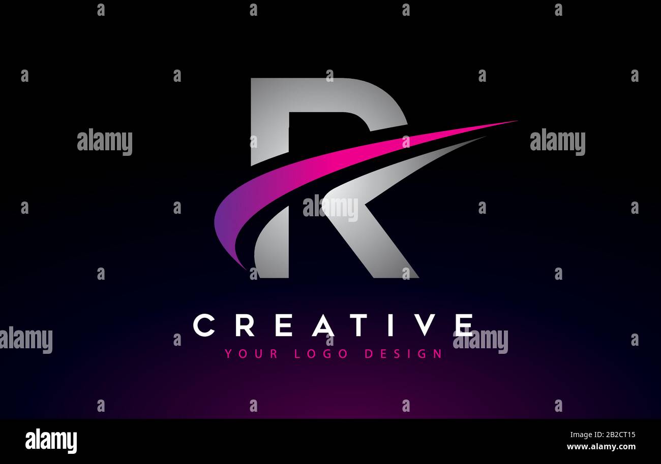 Creative R Letter Logo Design with Swoosh Icon Vector Illustration ...
