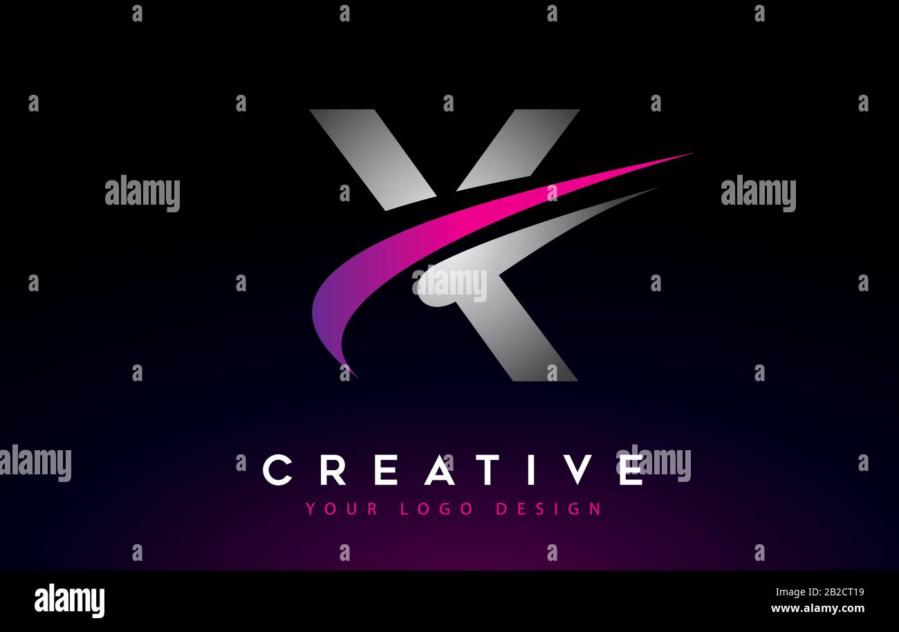 Creative X Letter Logo Design with Swoosh Icon Vector Illustration ...