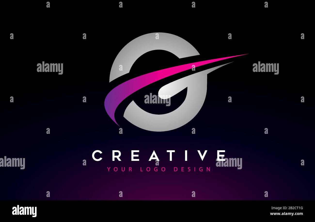 Creative G Letter Logo Design with Swoosh Icon Vector Illustration ...