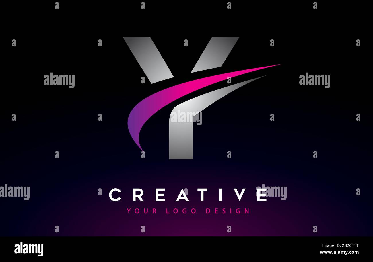 Creative Y Letter Logo Design with Swoosh Icon Vector Illustration ...