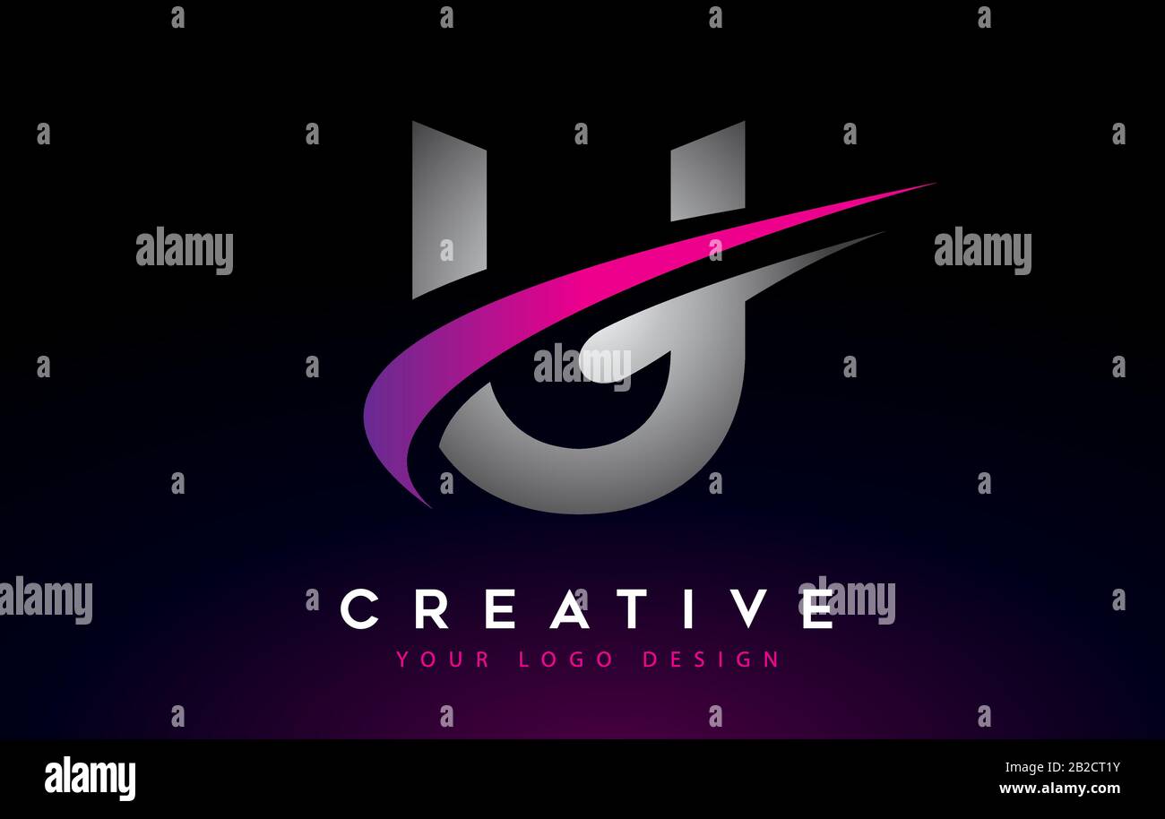 Creative U Letter Logo Design with Swoosh Icon Vector Illustration ...