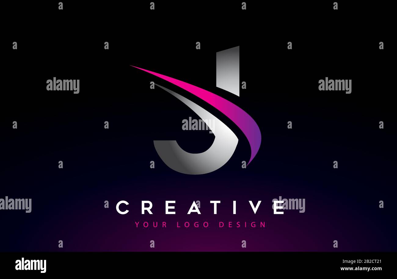 Creative J Letter Logo Design with Swoosh Icon Vector Illustration ...