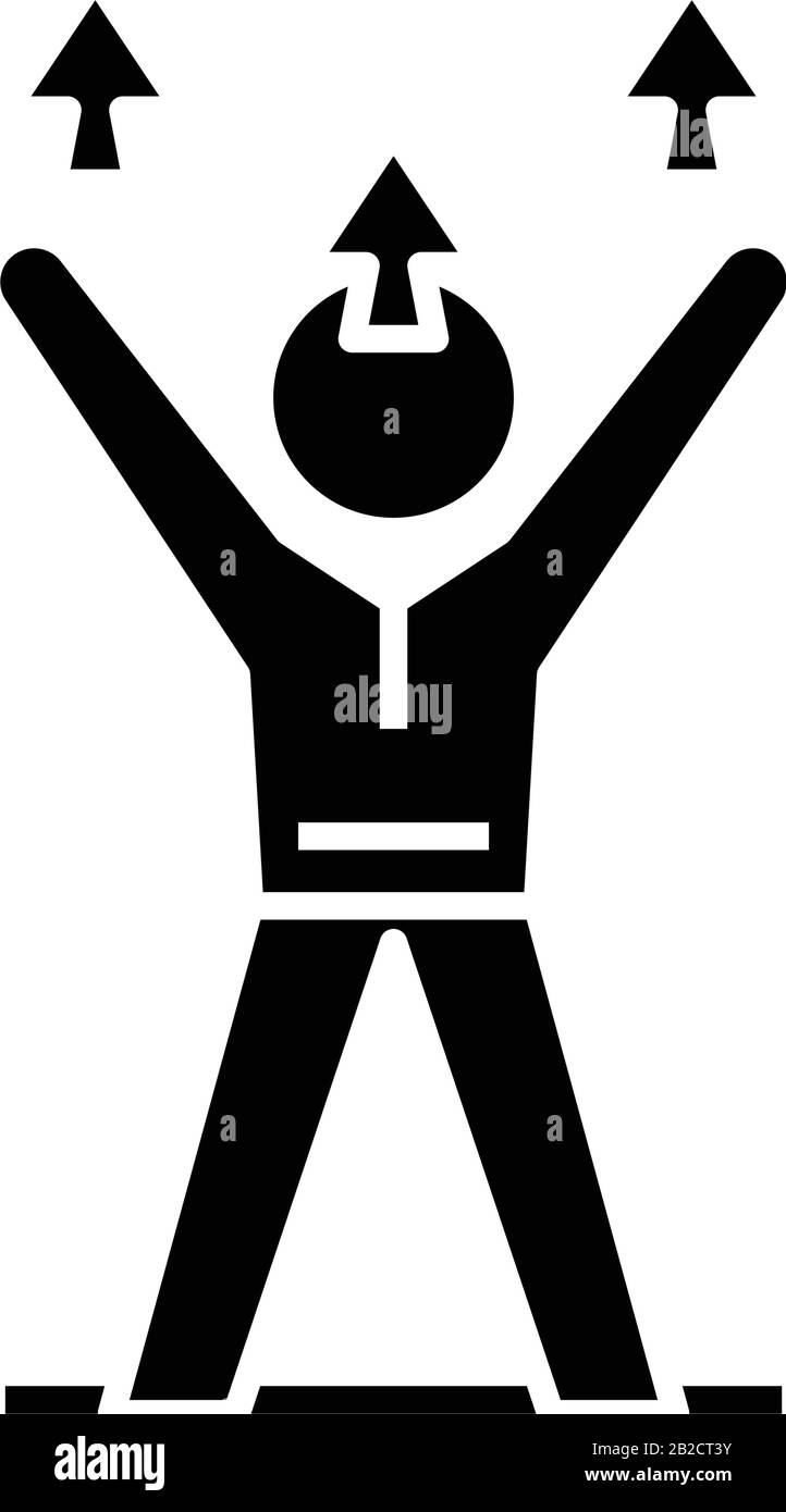 Increasing potential black icon, concept illustration, vector flat ...