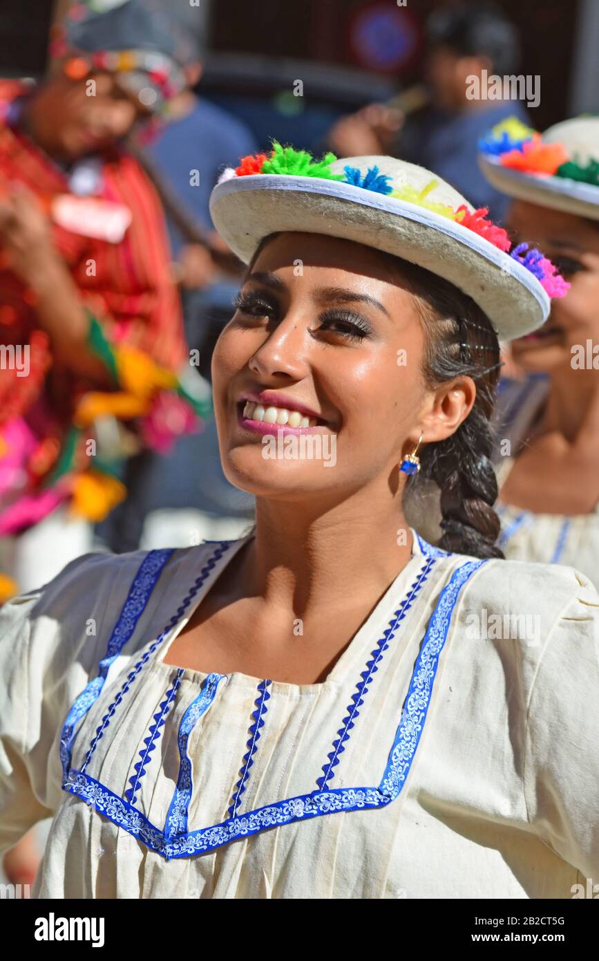 EVOLENE, SWITZERLAND - AUGUST 12: Beautiful Bolivian dancing girl in ...