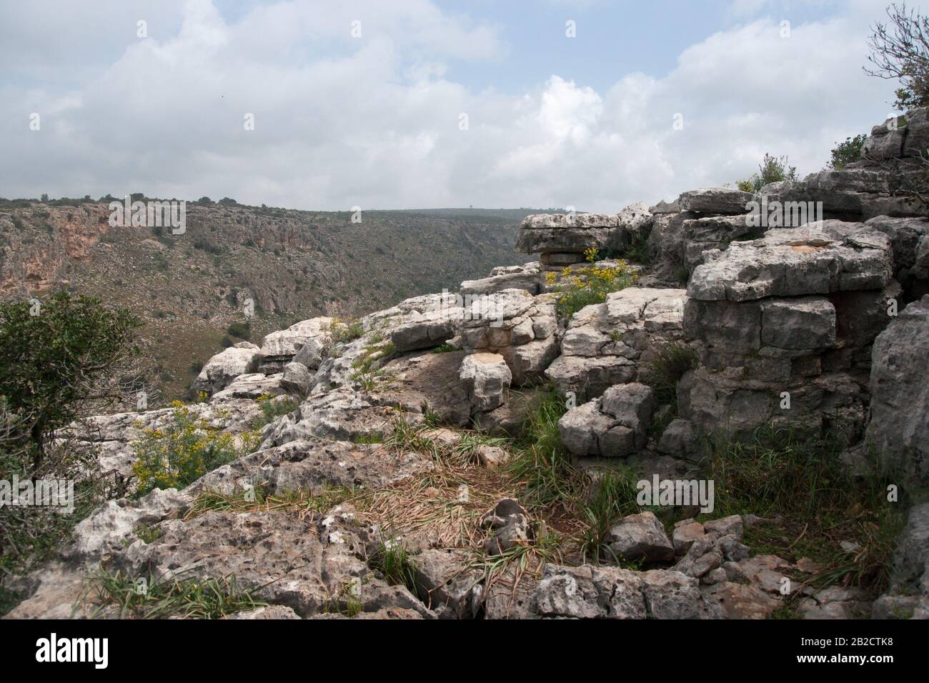 Hiking in Israeli nature landscape with good weather under cloudy sky ...